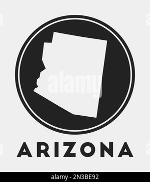 Arizona Badge. Round logo of US state with triangular mesh map and ...