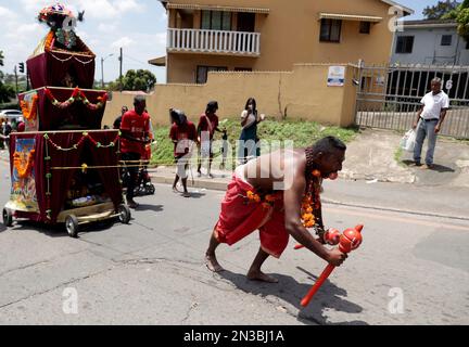 A Hindu devotee from Chatsworth Magazine Barracks Shree Vishnu temple ...