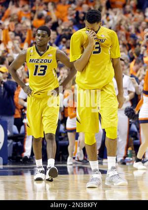 Missouri's Johnathan Williams III, right, drives around Texas A&M's ...