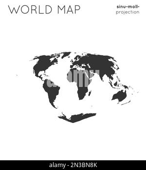World map. Globe in mollweide projection, plain style. Outline vector ...