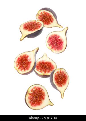 Falling figs isolated on a white background. Flying fruits for ...