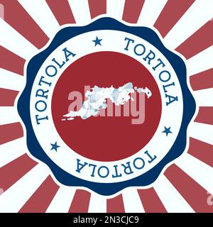 Tortola logo. Sign with the map of island and colored stripes, vector ...