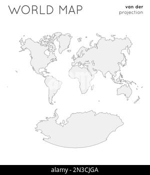 World map. Globe in van der grinten iv projection, with graticule lines ...