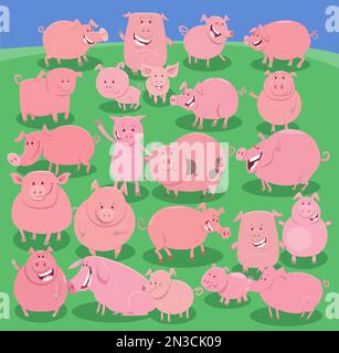 cartoon funny pigs farm animal characters set Stock Vector Image & Art ...