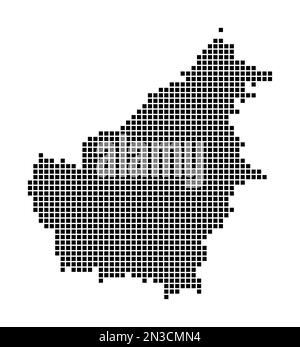 Borneo island map in Indonesia. Simple outline. Vector hand drawn ...