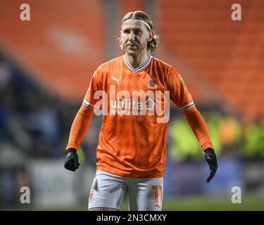 Blackpool, UK. 07th Feb, 2023. Andy Lyons #24 of Blackpool celebrates ...
