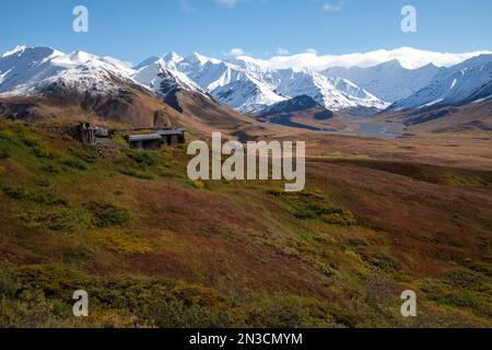 Autumn tundra and snow covered mountains in Lofoten Norway Stock Photo ...