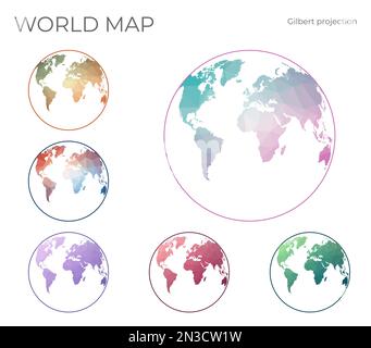 Map of the World. Gilbert's two-world perspective projection. Globe ...