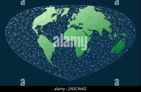 Map of The World. Bottomley projection. Globe with latitude and ...