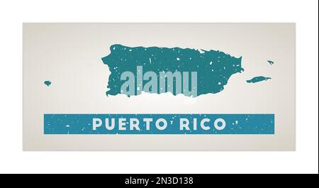 Puerto Rico vintage map. Grunge poster with map of the country in retro ...