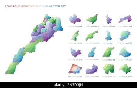 Low poly map of Morocco. Geometric illustration of the country. Morocco ...