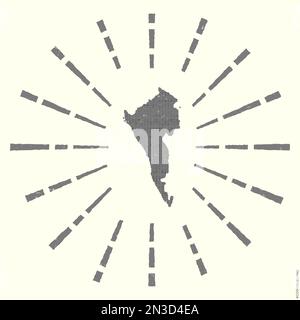 Vintage map of Coron Island. Grunge sunburst around the island. Black ...