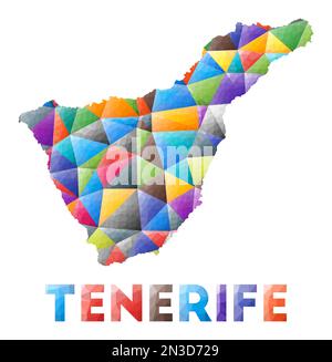 Tenerife map design. Shape of the island with beautiful geometric waves ...