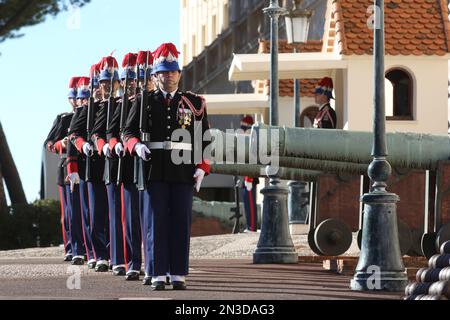 Monaco' s guards stand during the Monaco's national day ceremony, Thursday, Nov.19, 2015. Monaco ...