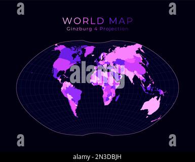 World Map. Ginzburg IV projection. Futuristic world illustration for ...