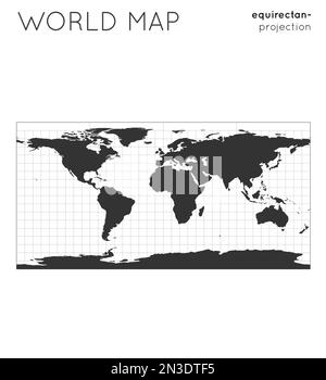 World map. Globe in equirectangular (plate carree) projection, with ...