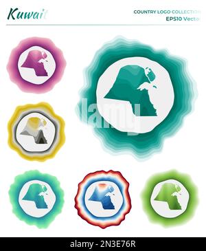 Kuwait badge. Bright gradient logo of country in low poly style ...