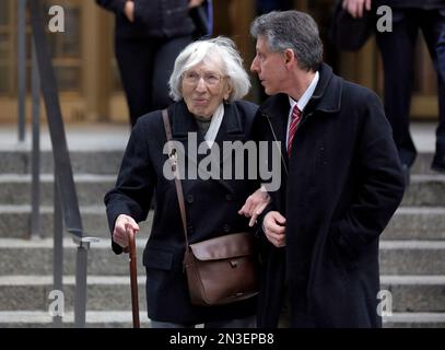 Miriam Moskowitz, 98, accompanied by her nephew Ira Moskowitz, and his ...