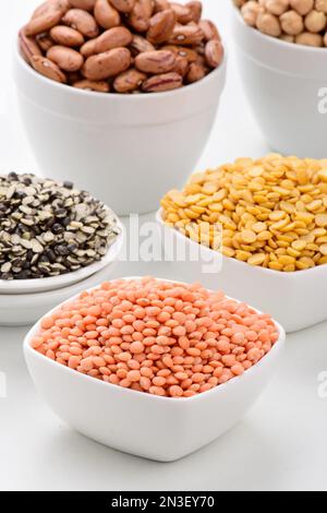 red lentils or masoor dal, legume used cooking indian, middle eastern ...