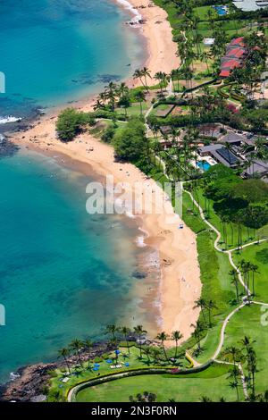 Aerial view of the Resort Community of Wailea with the Grand Wailea ...