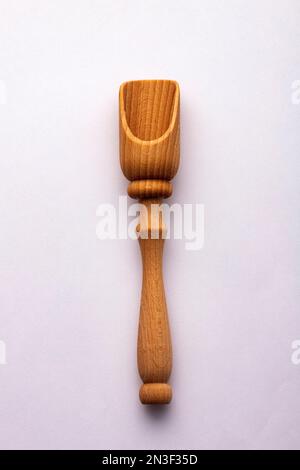 Different types of wooden scoop, kitchen utensil on white background ...