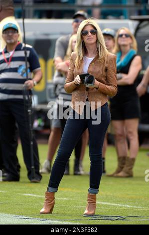 Fox sports sideline reporter Laura Okman walks the sidelines during the ...