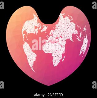 World map. Bonne projection. Polygonal map of the world on transparent ...