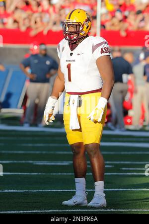 Arizona State defensive lineman Marcus Hardison (1), right, sacks ...