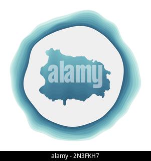 Ischia Badge. Round logo of island with triangular mesh map and radial ...