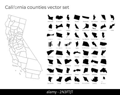 California state map with counties borders and colored congressional ...