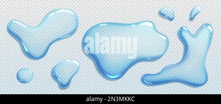 Water spills isolated on transparent background. Vector realistic set ...