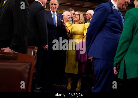 Sen. Kyrsten Sinema, D-Ariz., arrives at the U.S. Capitol for votes ...