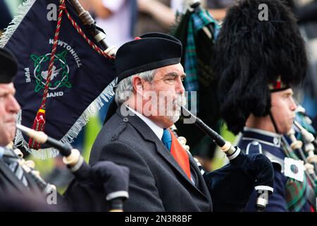 Bag Pipe Band Portrait at the Highland Games Braemar - Scotland Stock ...