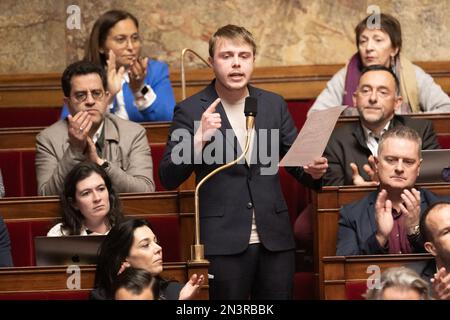 Deputy, Louis Boyard attends a session of Questions to the Government ...