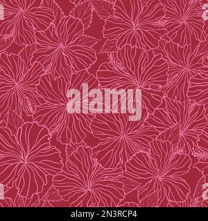 Hibiscus flower seamless pattern. Vector illustration Batik floral ...