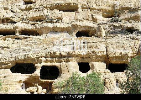 Rock caves, residential caves, Matala beach, Matala, Crete, Greece ...