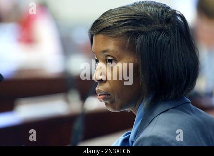 Rep. Angela Cockerham, I-Magnolia, listens to discussion during a ...
