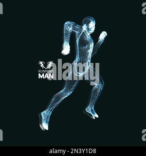 Running Man. Vector Graphics Composed of Particles. 3D Model of Man ...