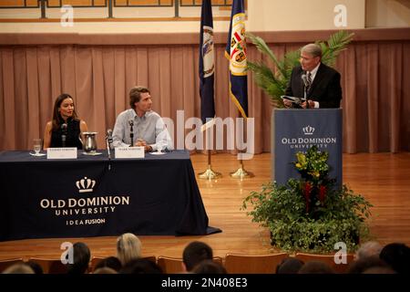 Tammy Strome, left, and Mark Strome participate in a panel discussion ...