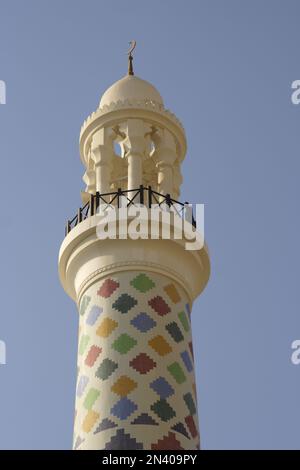 Colourful minaret of the Al Fadhel, Friday, Mosque, Manama, Kingdom of ...