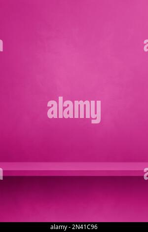 Empty shelf on a pink concrete wall. Background template. Vertical ...