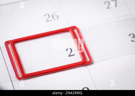 Calendar with date slider on February 2nd, closeup. Groundhog day Stock ...
