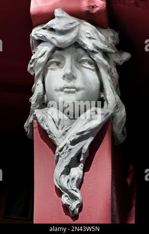 Female mascaron on the old building facade in Kyiv Ukraine Stock Photo ...