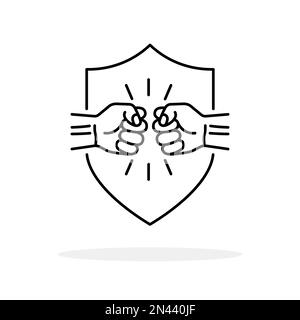 Fist and shield. Punch icon. Fists bumping. Struggle logo. Vector ...