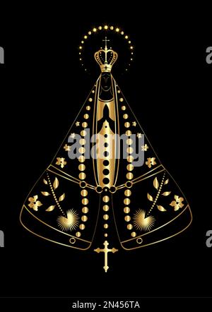 Our lady appeared Black and gold texture, Virgin Mary Immaculate vector ...