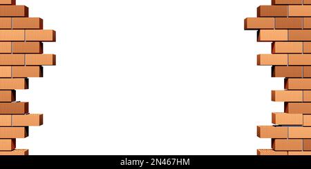 Irregular masonry bricks wall border or edge bottom of the frame ...
