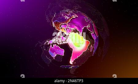 Techy earth map globe. Abstract colorful particles earth globe Stock ...