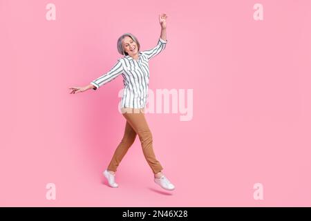 Photo of adorable funky girl dressed ugly print pullover deer band ...