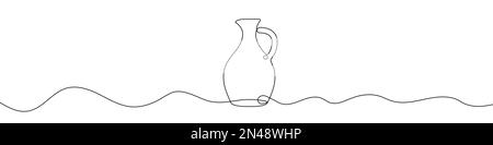 Continuous line drawing of water jug. Line art of jug. One line drawing ...