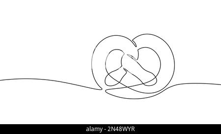 One continuous line drawing of pretzel for logo. Hand drawn line art ...